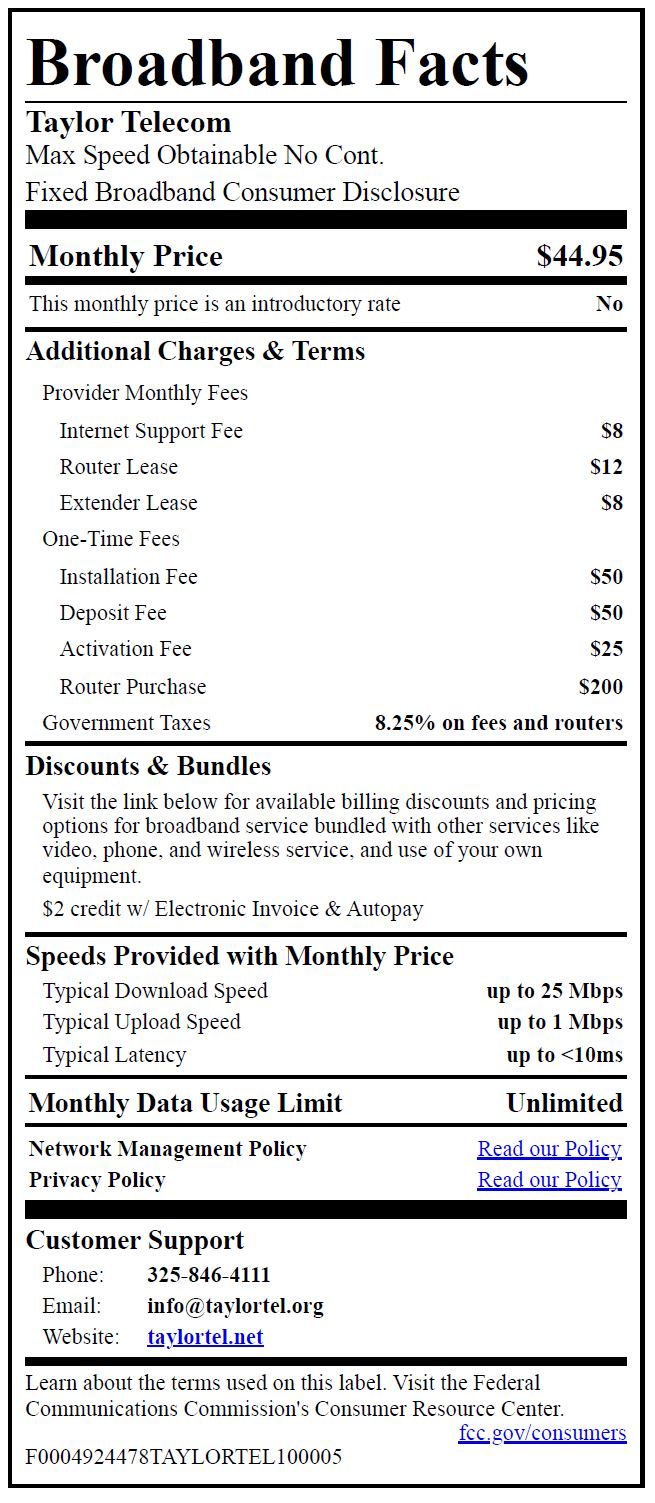 Fiber Internet - Taylor Telecom
